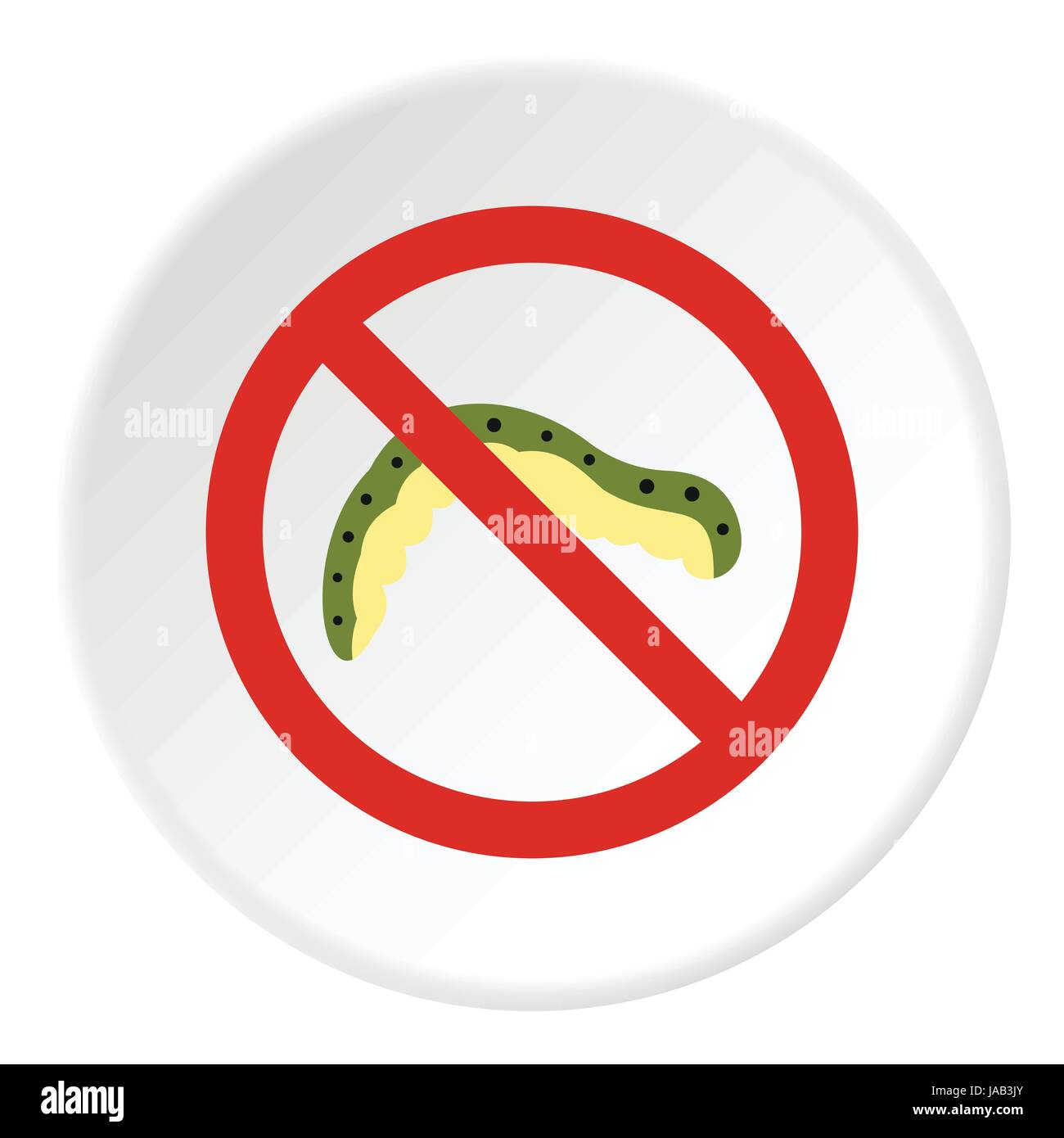 Prohibition sign caterpillar icon. Flat illustration of prohibition ...