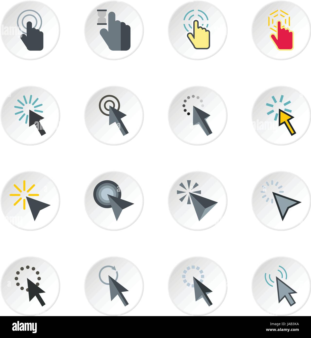 Mouse cursor icons set. Flat illustration of 16 mouse cursor vector ...