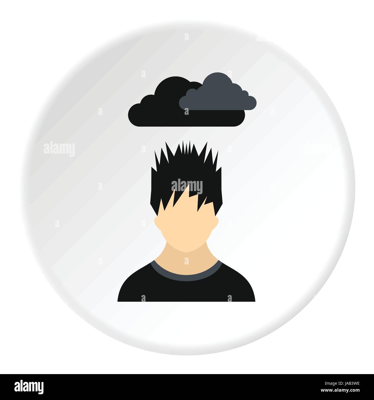 Male avatar and clouds over head icon. Flat illustration of male avatar ...