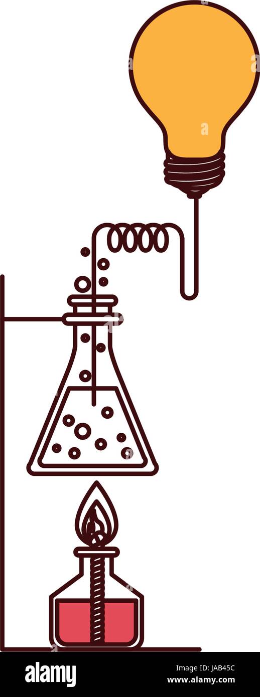 silhouette color sections of glass beaker connected to light bulb and ...