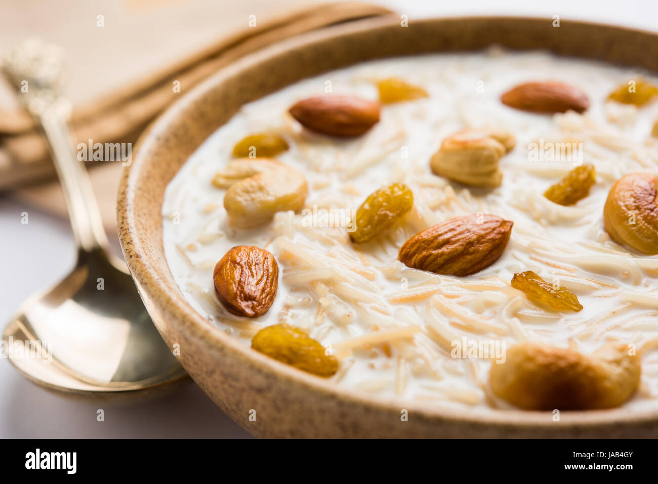 Most famous Indian sweet pudding Kheer or semiya khir in a bowl ...