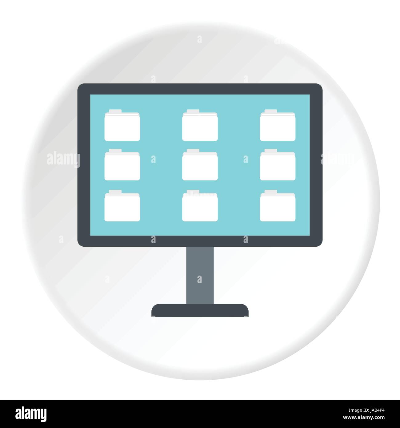 Storing files in computer icon. Flat illustration of storing files in ...