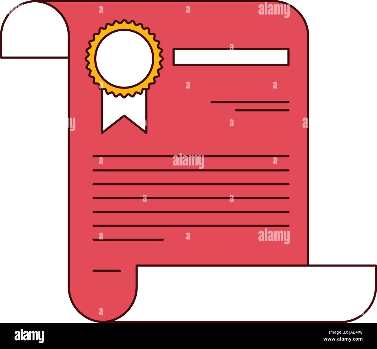 silhouette color sections of certificate document paper page with stamp ...