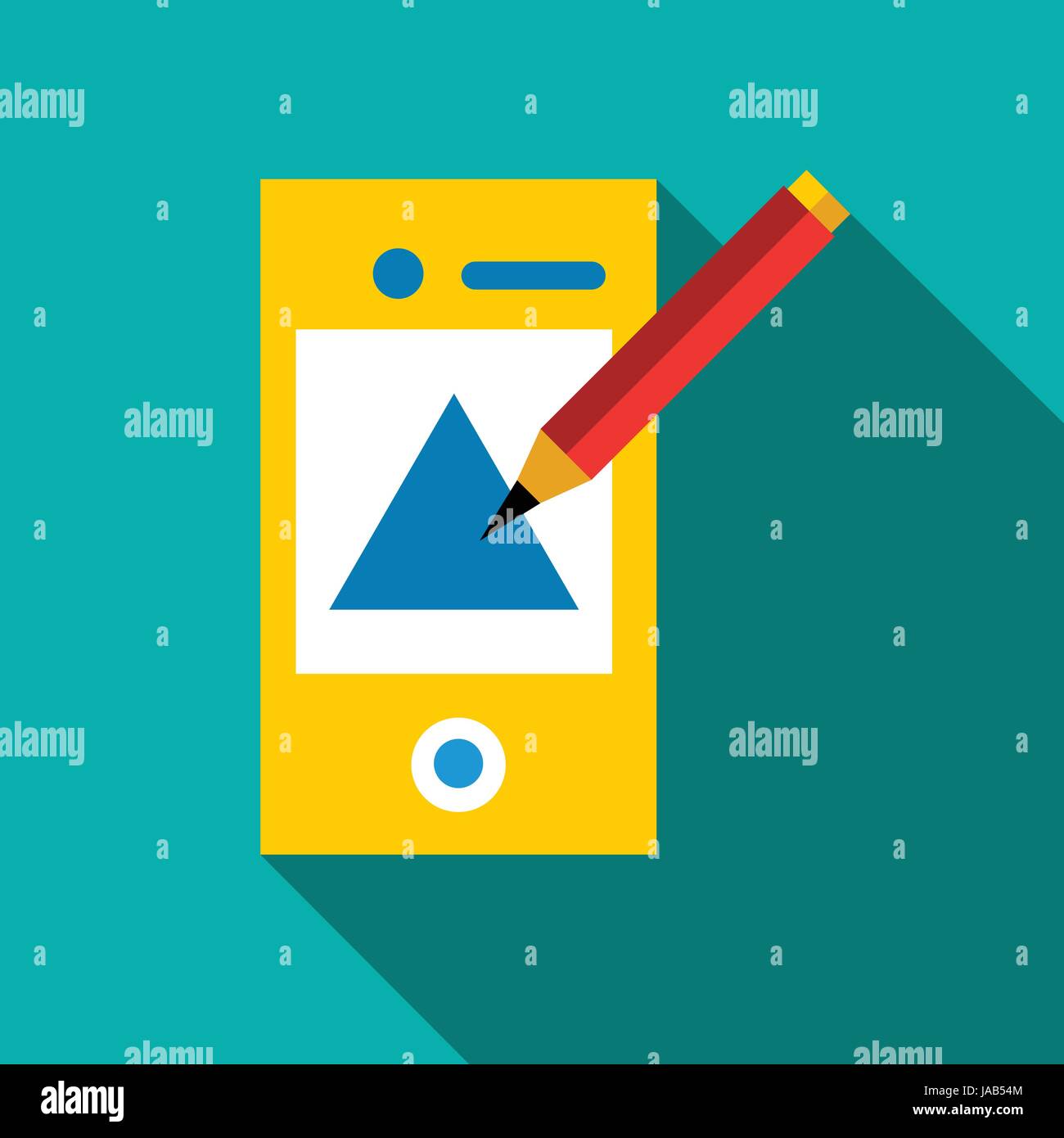 Drawing in mobile app icon. Flat illustration of drawing in mobile app ...