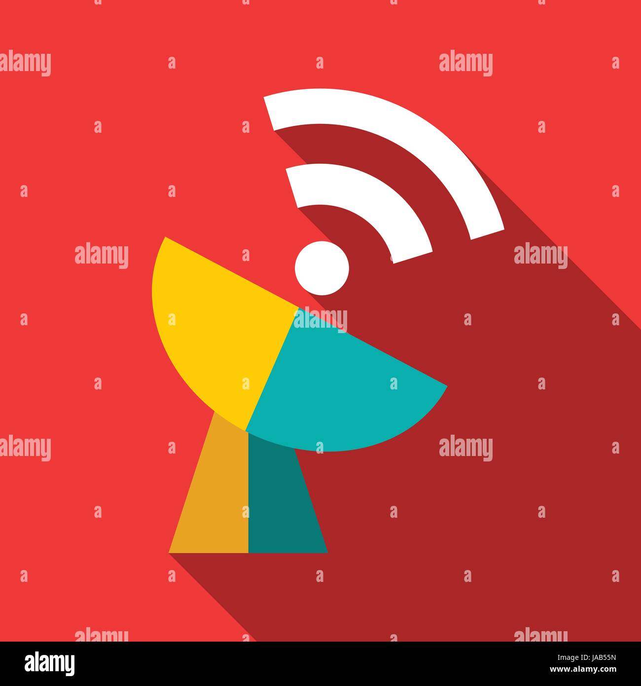 Telecommunication satellite antenna icon. Flat illustration of ...