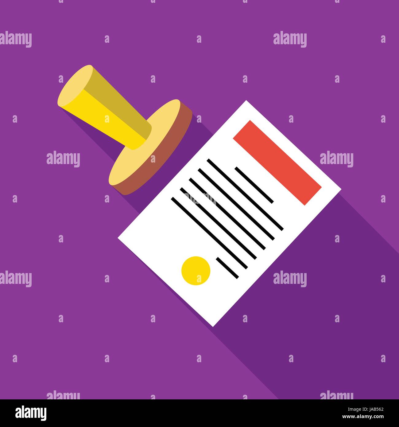 Seal to document icon. Flat illustration of seal to document vector ...