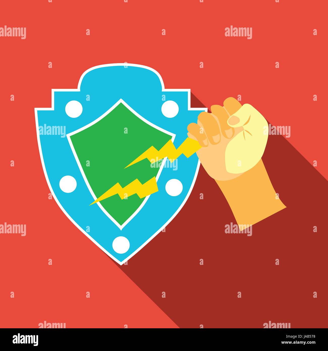 Arm and protective shield icon. Flat illustration of arm and protective ...