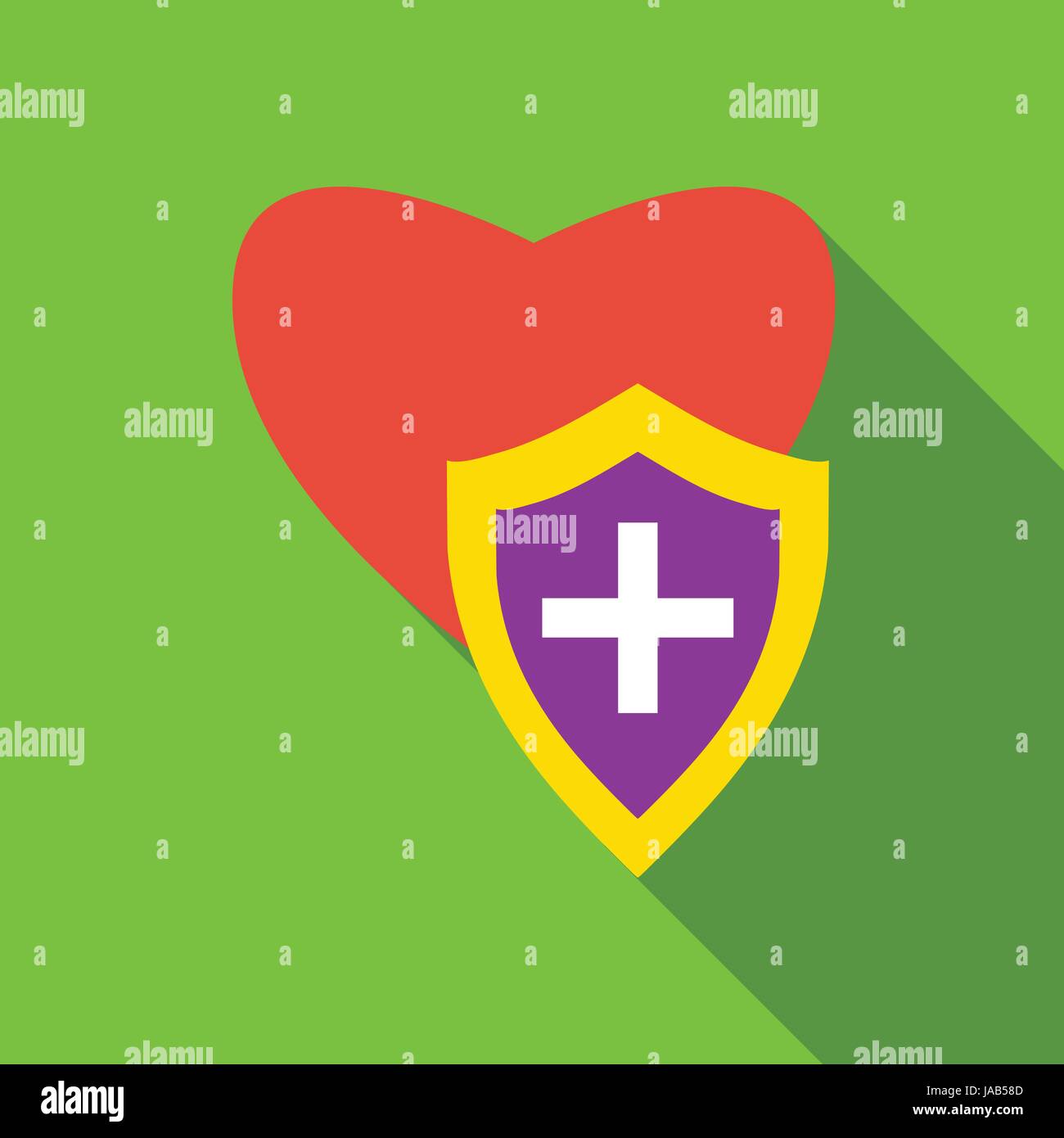 Protection heart icon. Flat illustration of protection heart vector ...