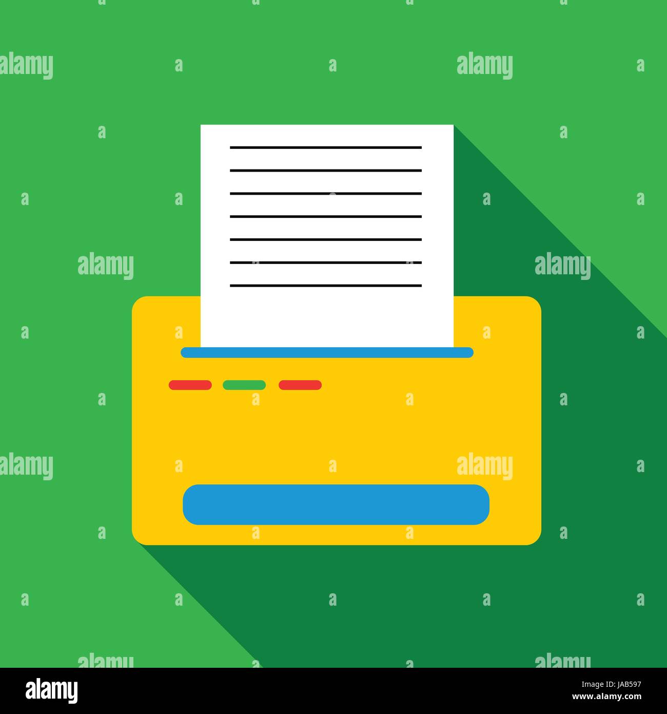 Printer with paper icon. Flat illustration of printer with paper vector ...