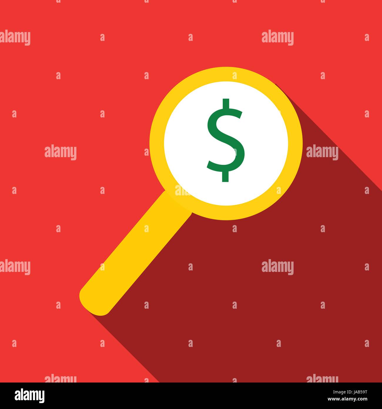 Magnifier with increase money icon. Flat illustration of magnifier with ...