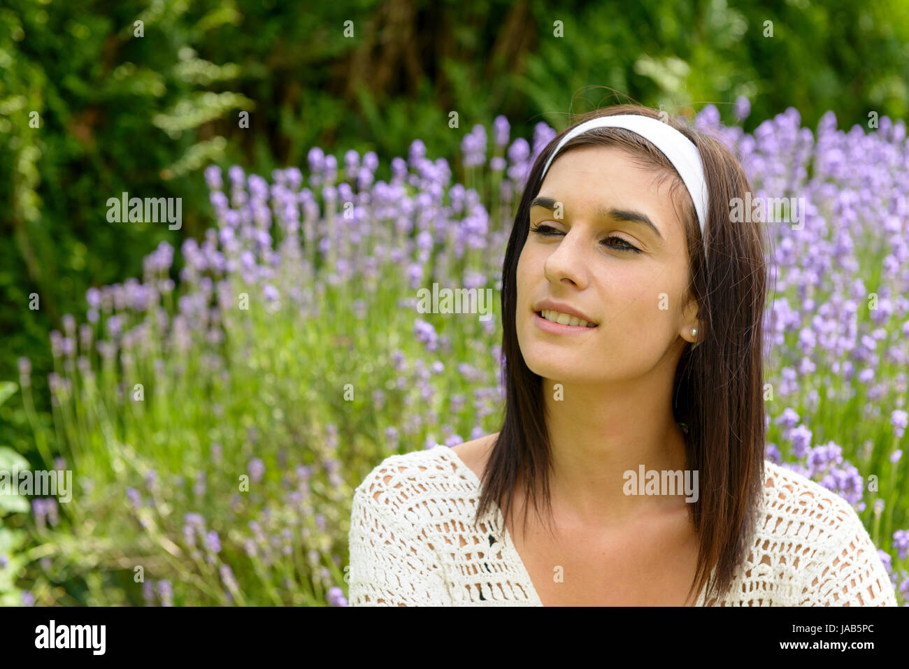 a portrait of beautiful happy young woman outdoors Stock Photo - Alamy