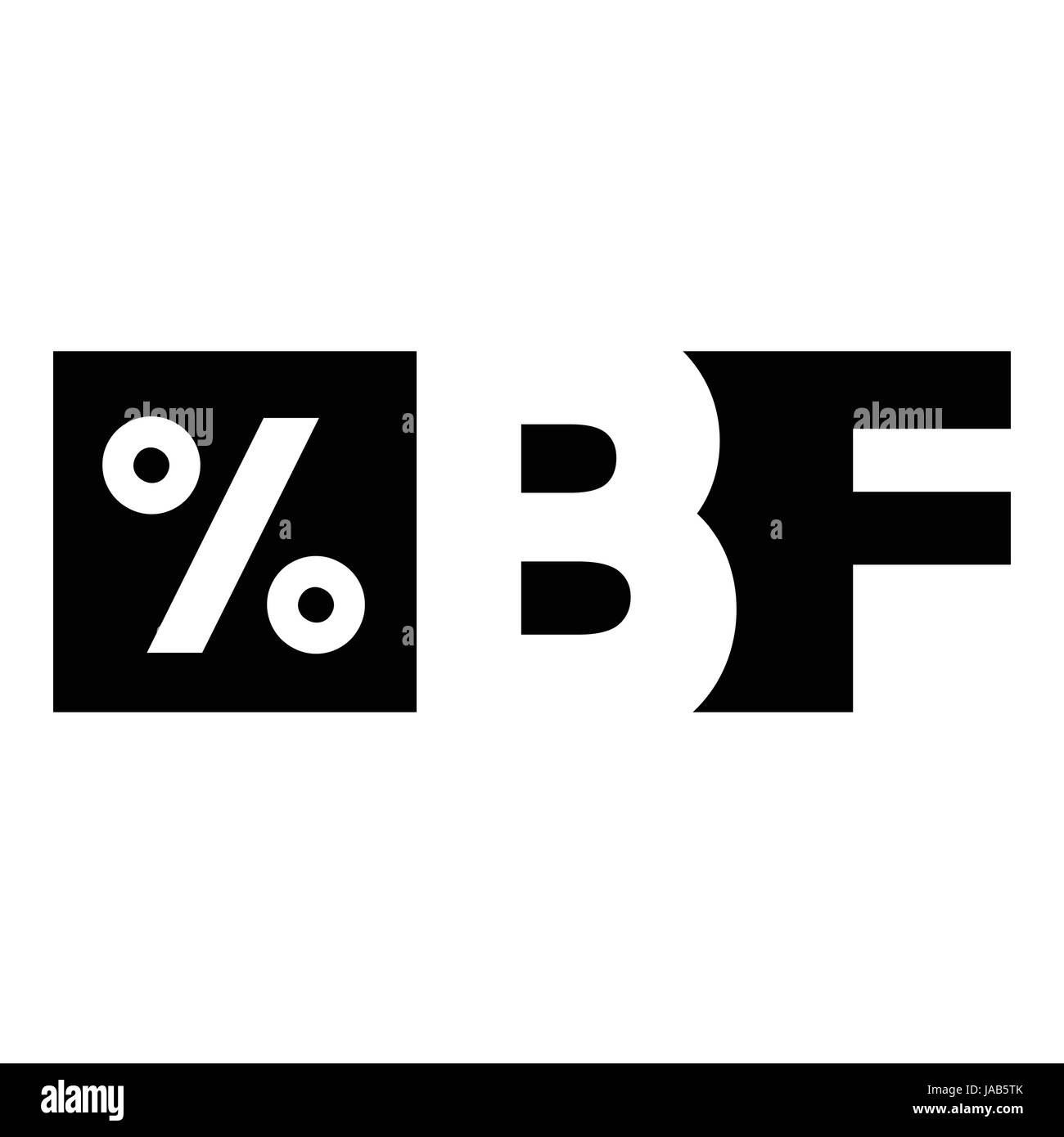 Letters BF black friday and percentage icon. Simple illustration of ...