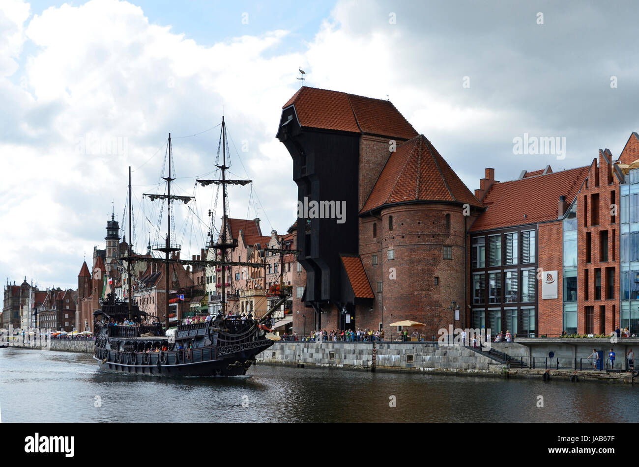 crane and waterfront on the motlawa,gdansk Stock Photo - Alamy