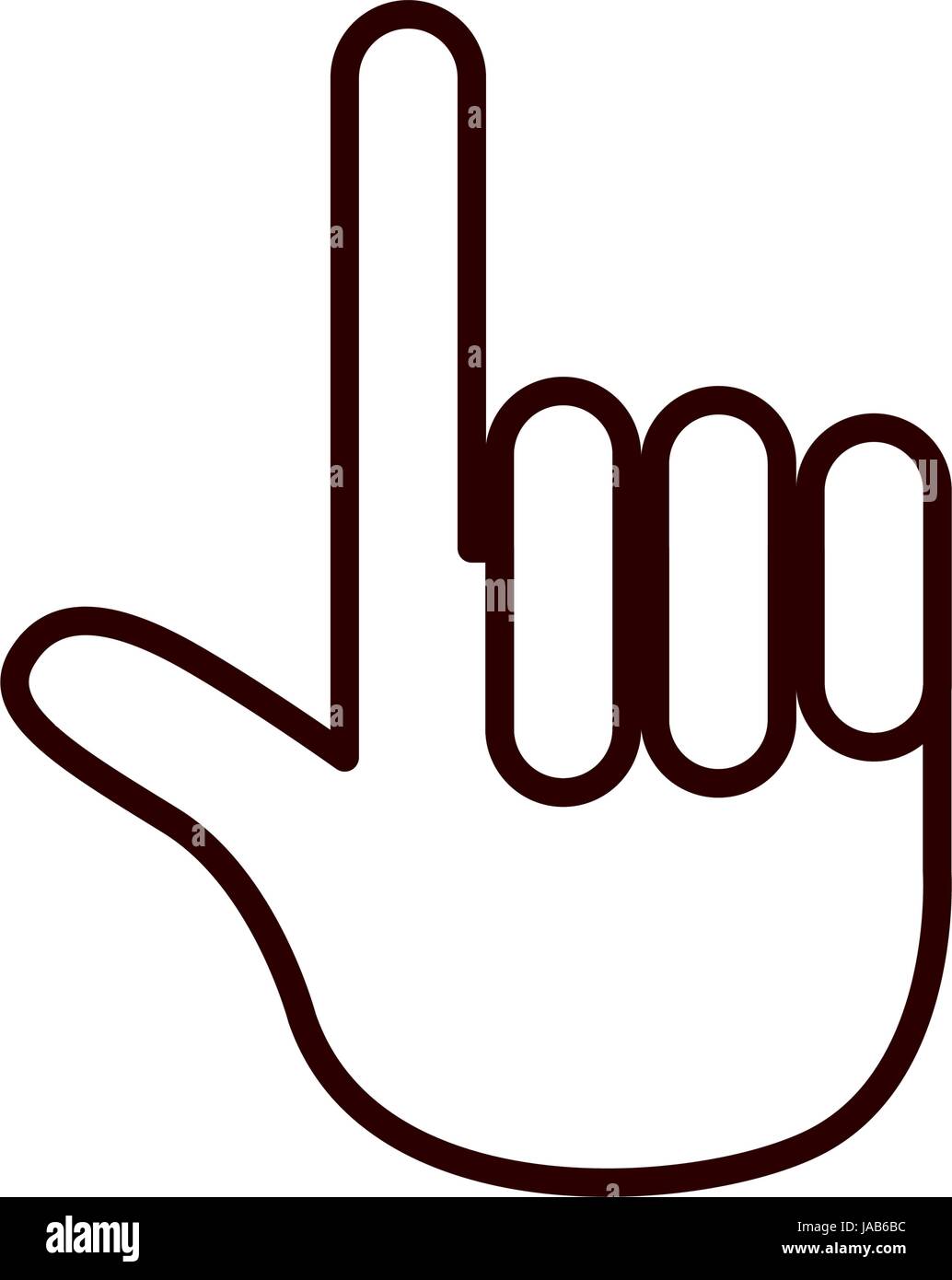 sketch silhouette hand pointing up with one finger icon Stock Vector ...