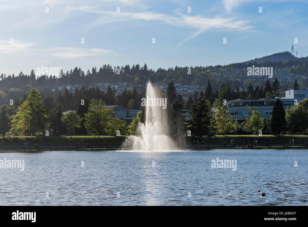 Fountain, LaFarge Lake, Port Coquitlam, British Columbia, Canada Stock ...