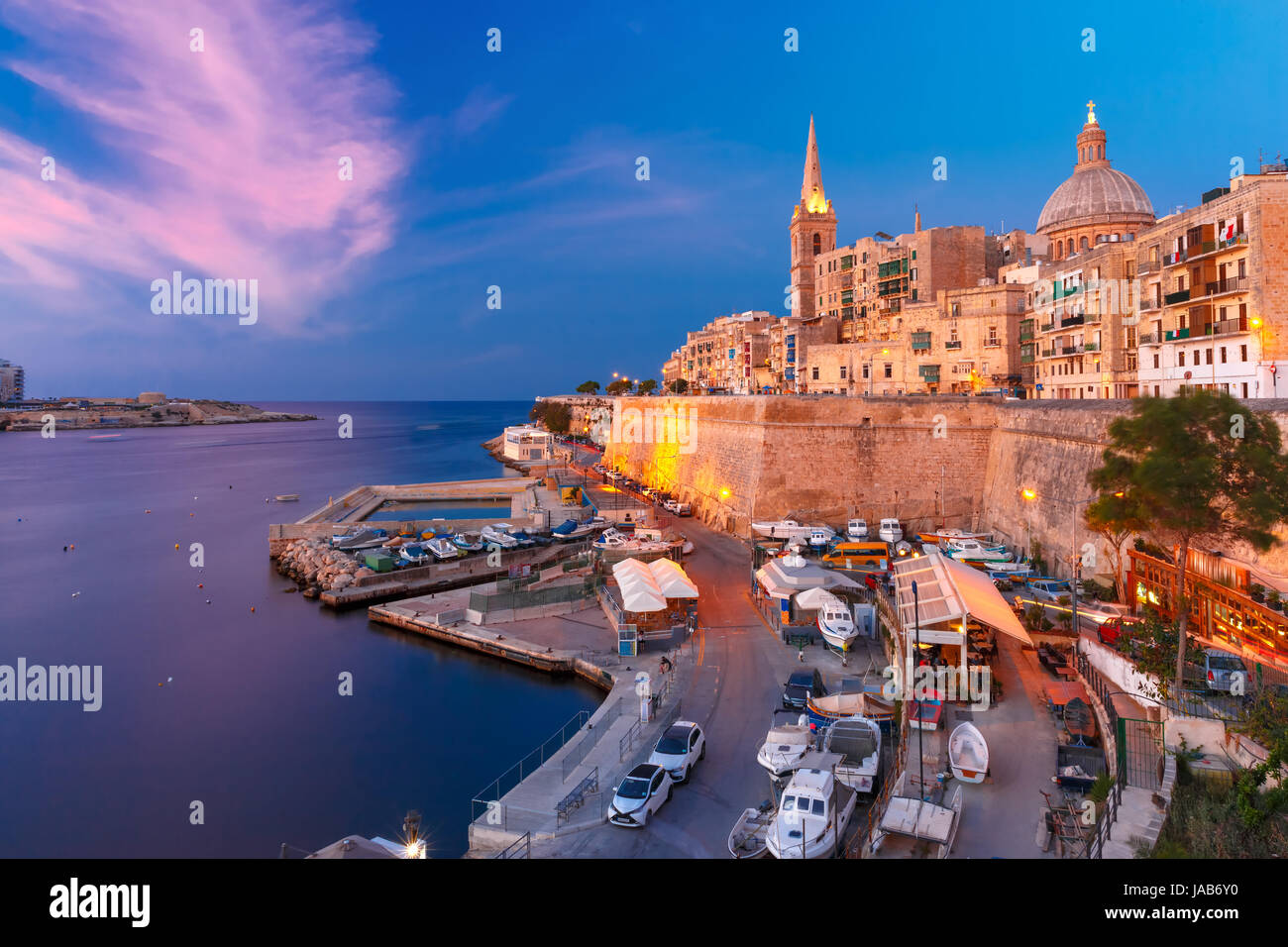 Valletta Skyline at sunset, Malta Stock Photo - Alamy