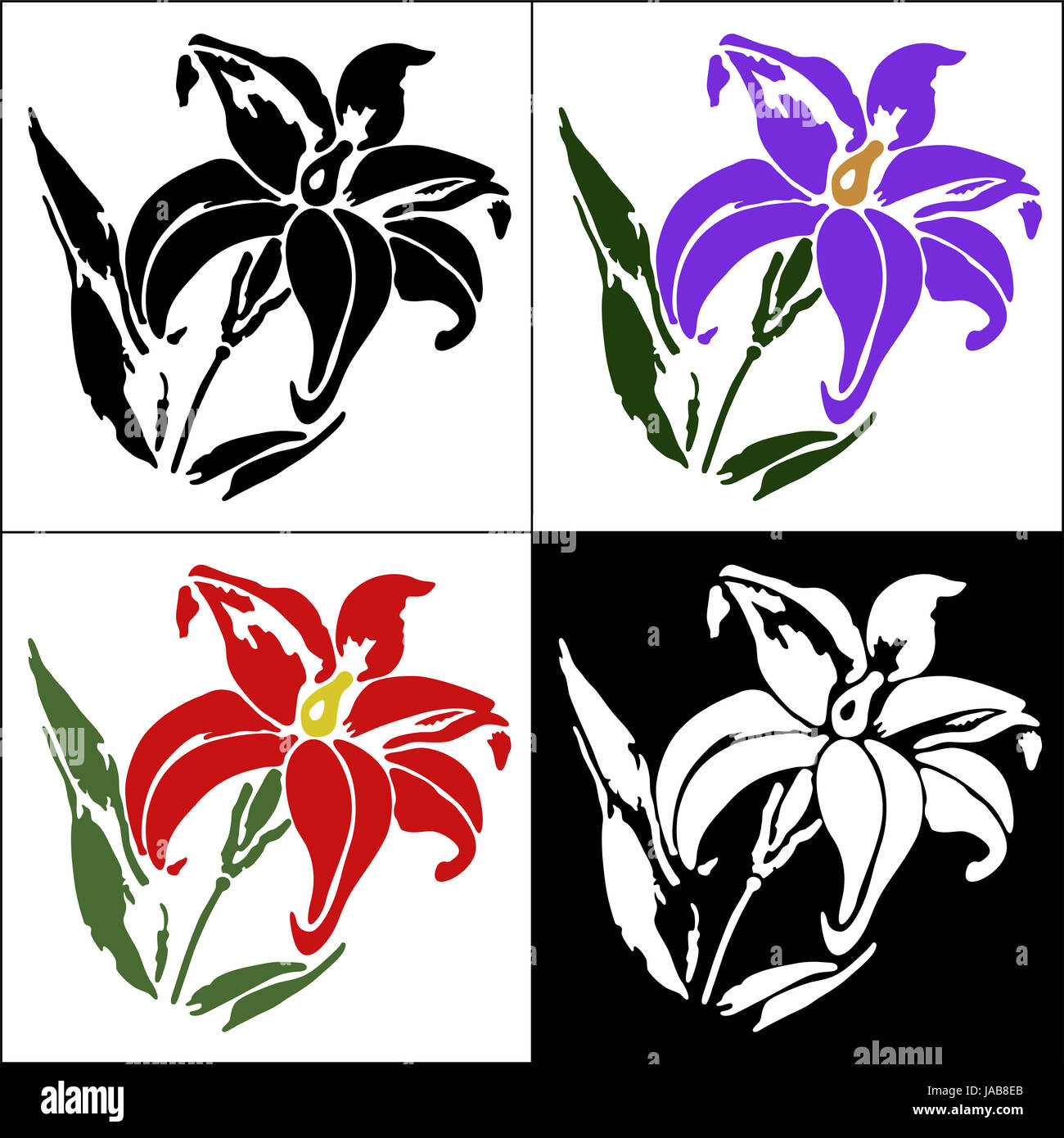 A set of four flower design elements Stock Photo - Alamy