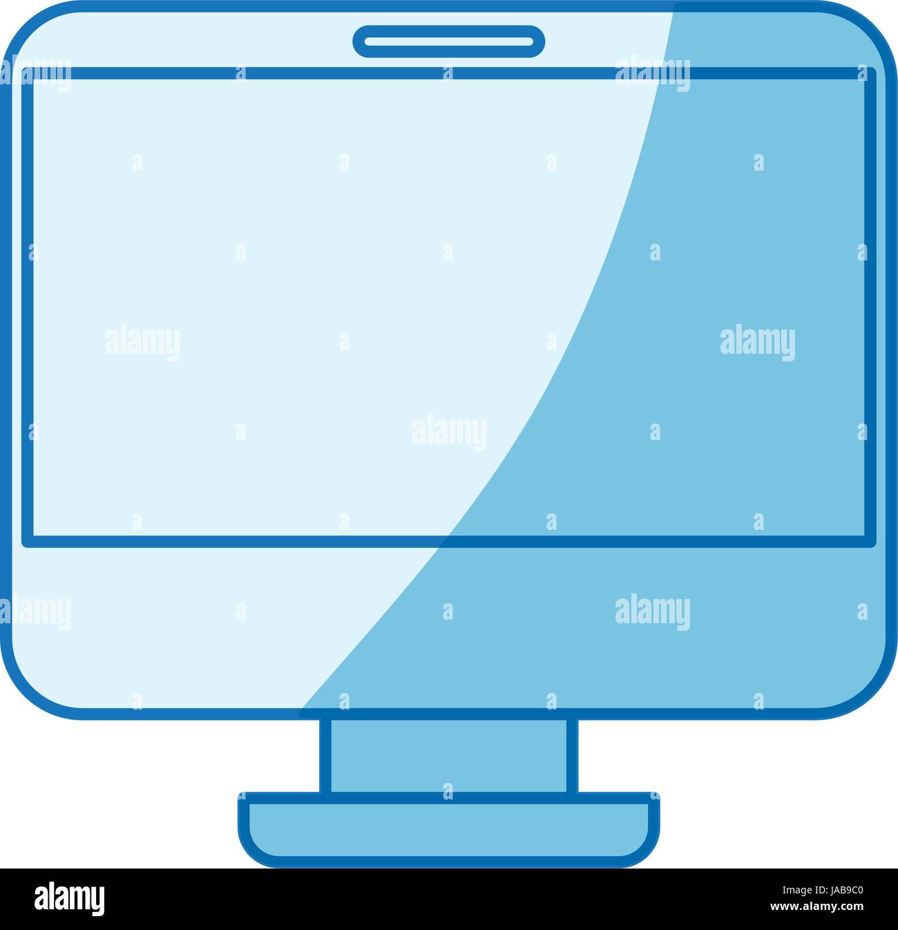 blue color shading silhouette modern flat computer screen Stock Vector ...