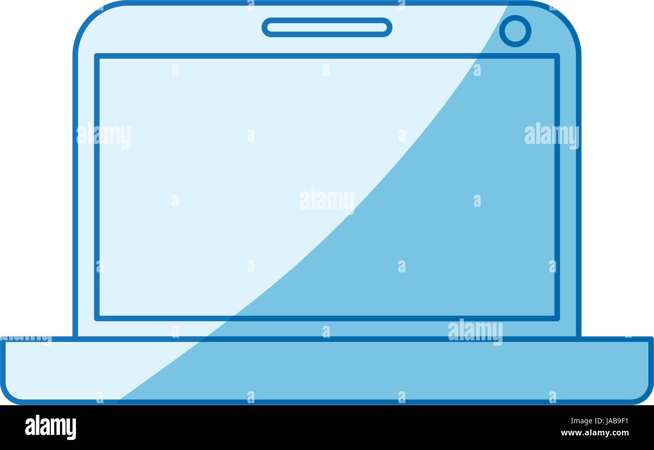 blue color shading silhouette modern laptop tech Stock Vector Image ...