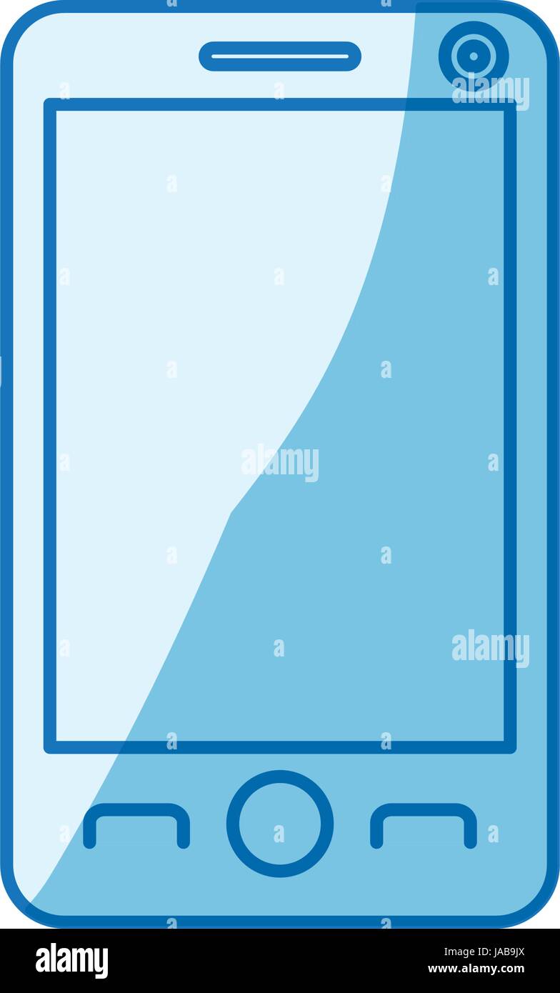 blue color shading silhouette modern smartphone tech Stock Vector Image ...