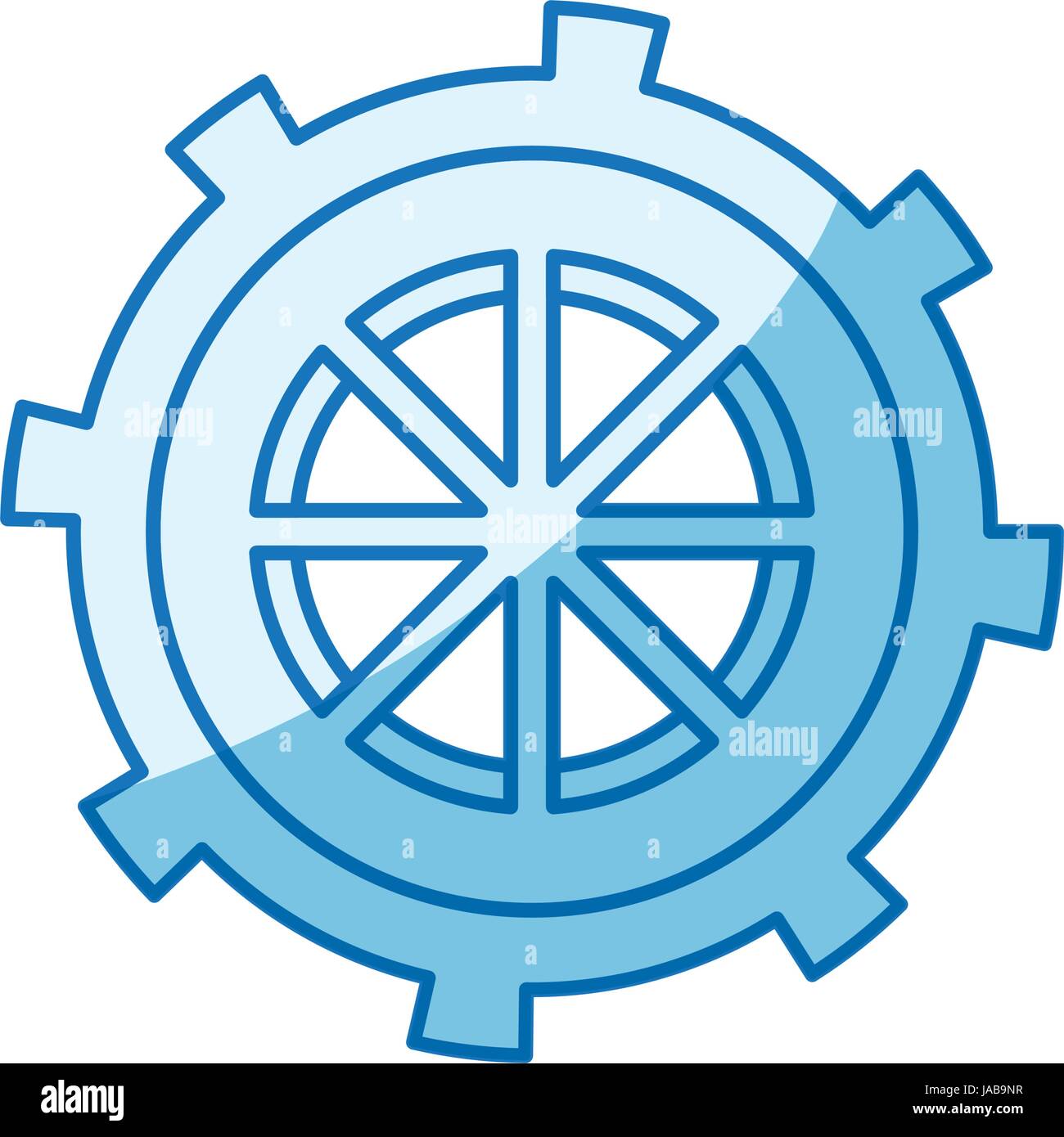 blue color shading silhouette gear wheel in shape boat helm Stock ...