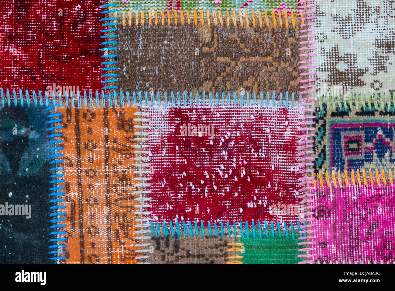 Texture of a piece of old carpet to sew thick threads Stock Photo - Alamy