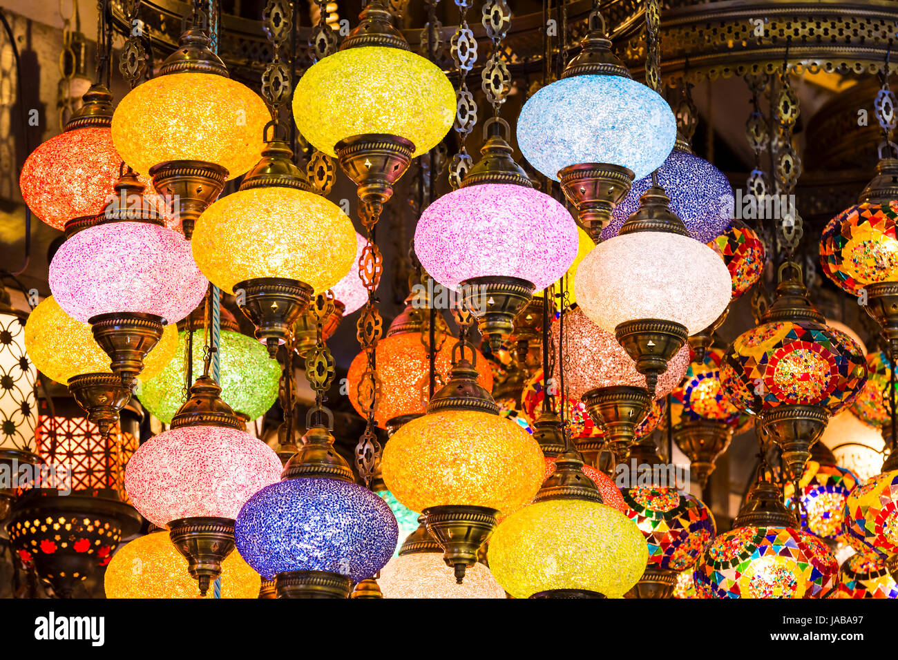 Traditional Turkish lanterns made of colored glass Stock Photo - Alamy