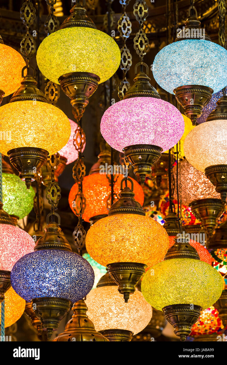 Traditional Turkish lanterns made of colored glass Stock Photo - Alamy