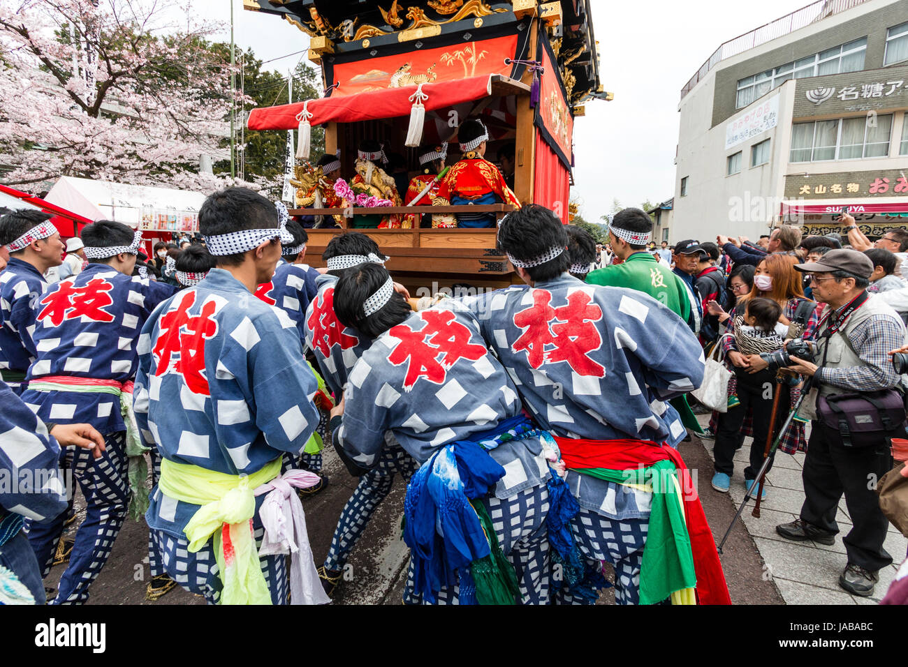 Inuyama festival in Japan, massive 3 storey wooden Dashi float, also ...