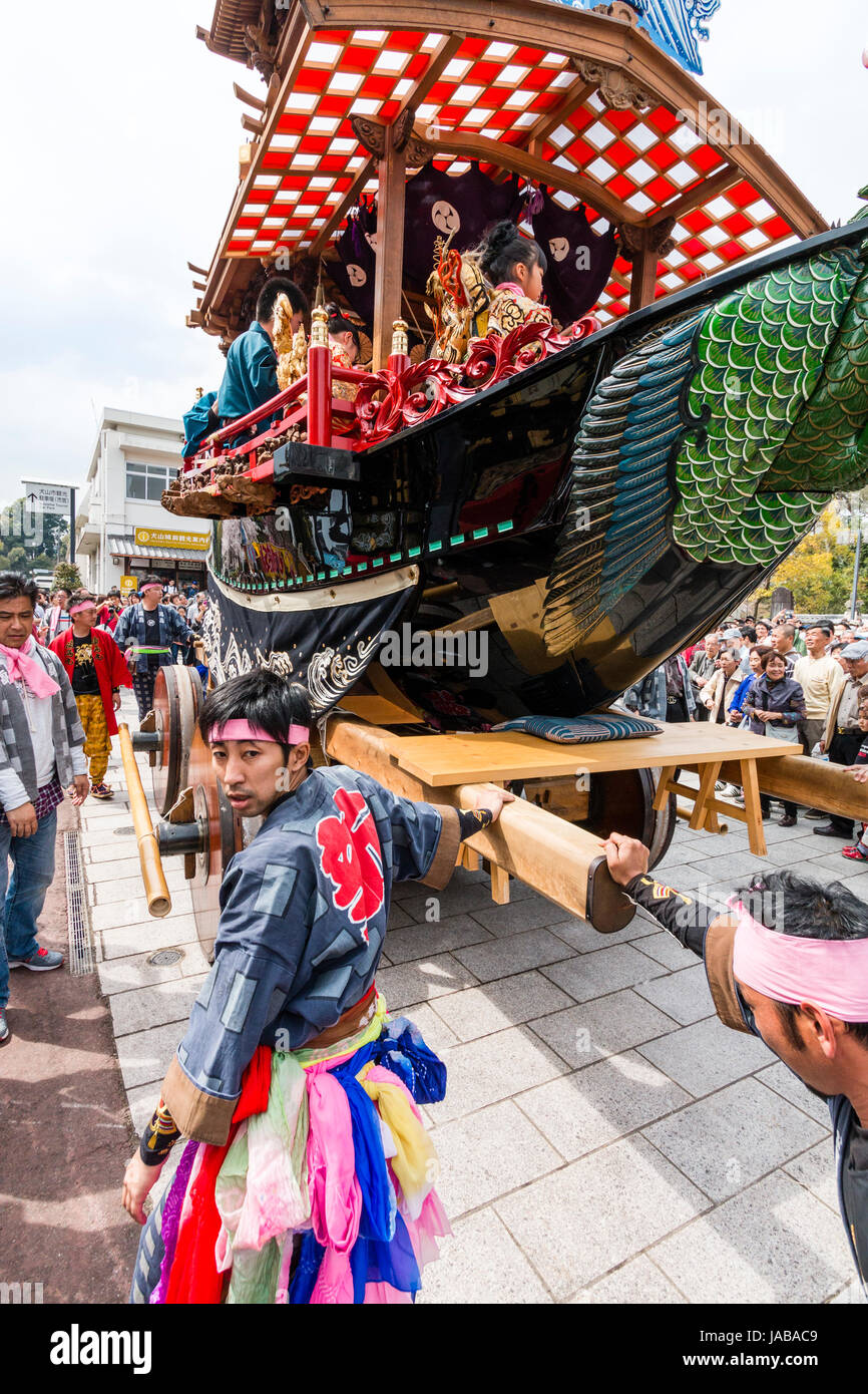 Inuyama festival in Japan, massive 3 storey wooden Dashi float, also ...