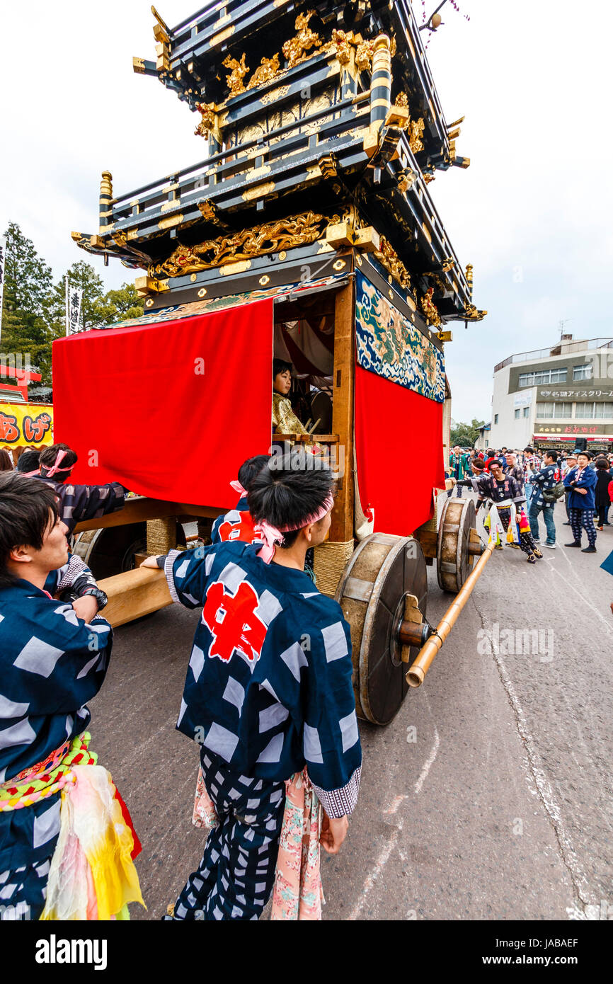 Inuyama festival in Japan, massive 3 storey wooden Dashi float, also ...