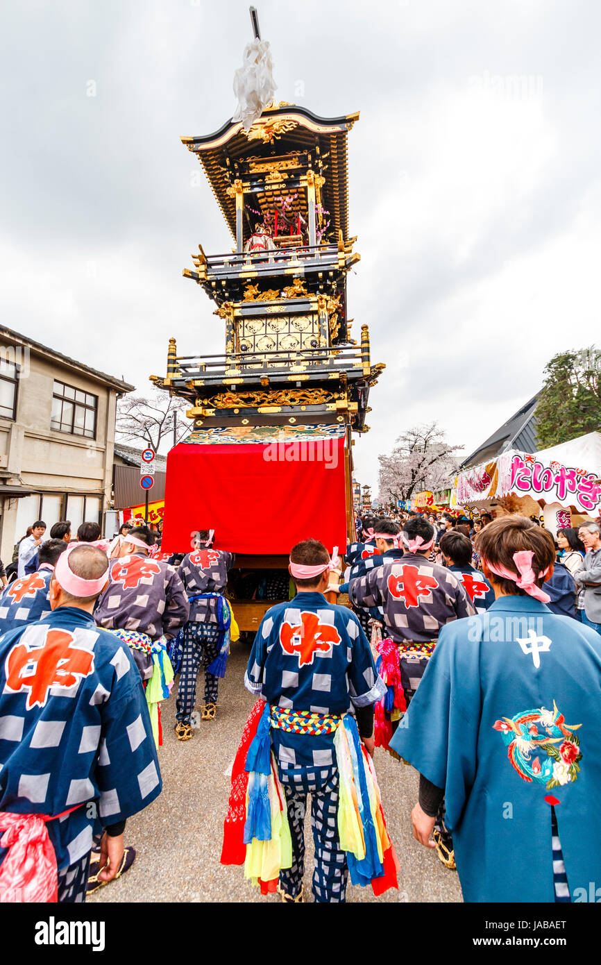 Inuyama festival in Japan, massive 3 storey wooden Dashi float, also ...