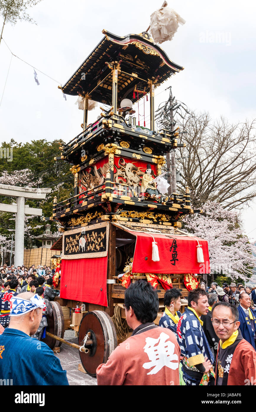 Inuyama festival in Japan, massive 3 storey wooden Dashi float, also ...