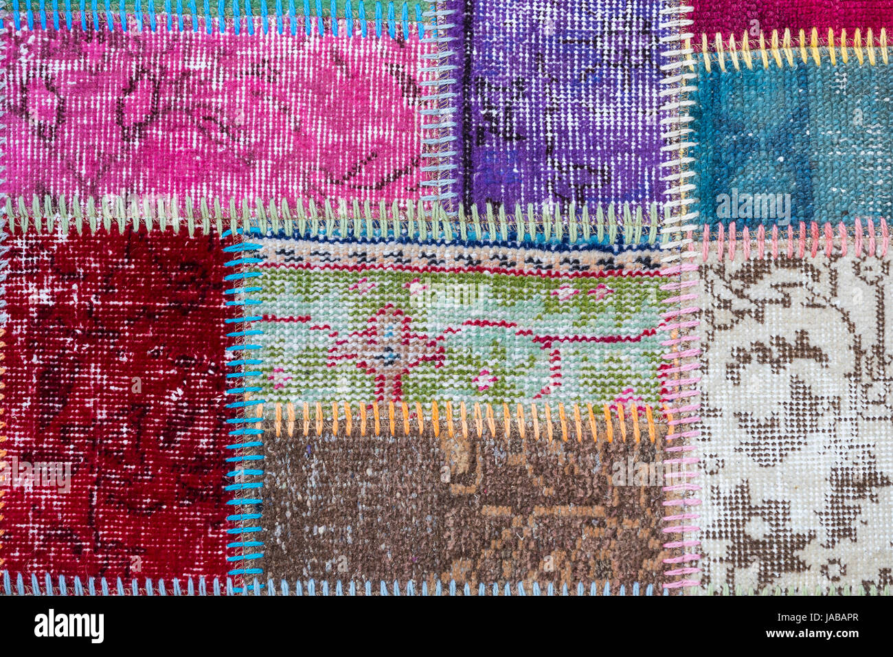 Texture of a piece of old carpet to sew thick threads Stock Photo - Alamy