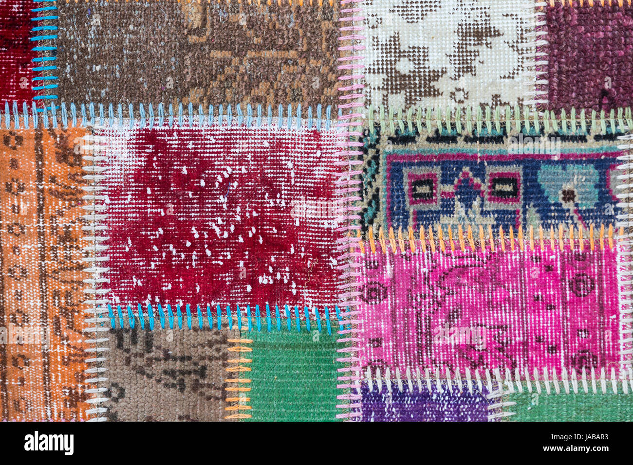 Texture of a piece of old carpet to sew thick threads Stock Photo - Alamy