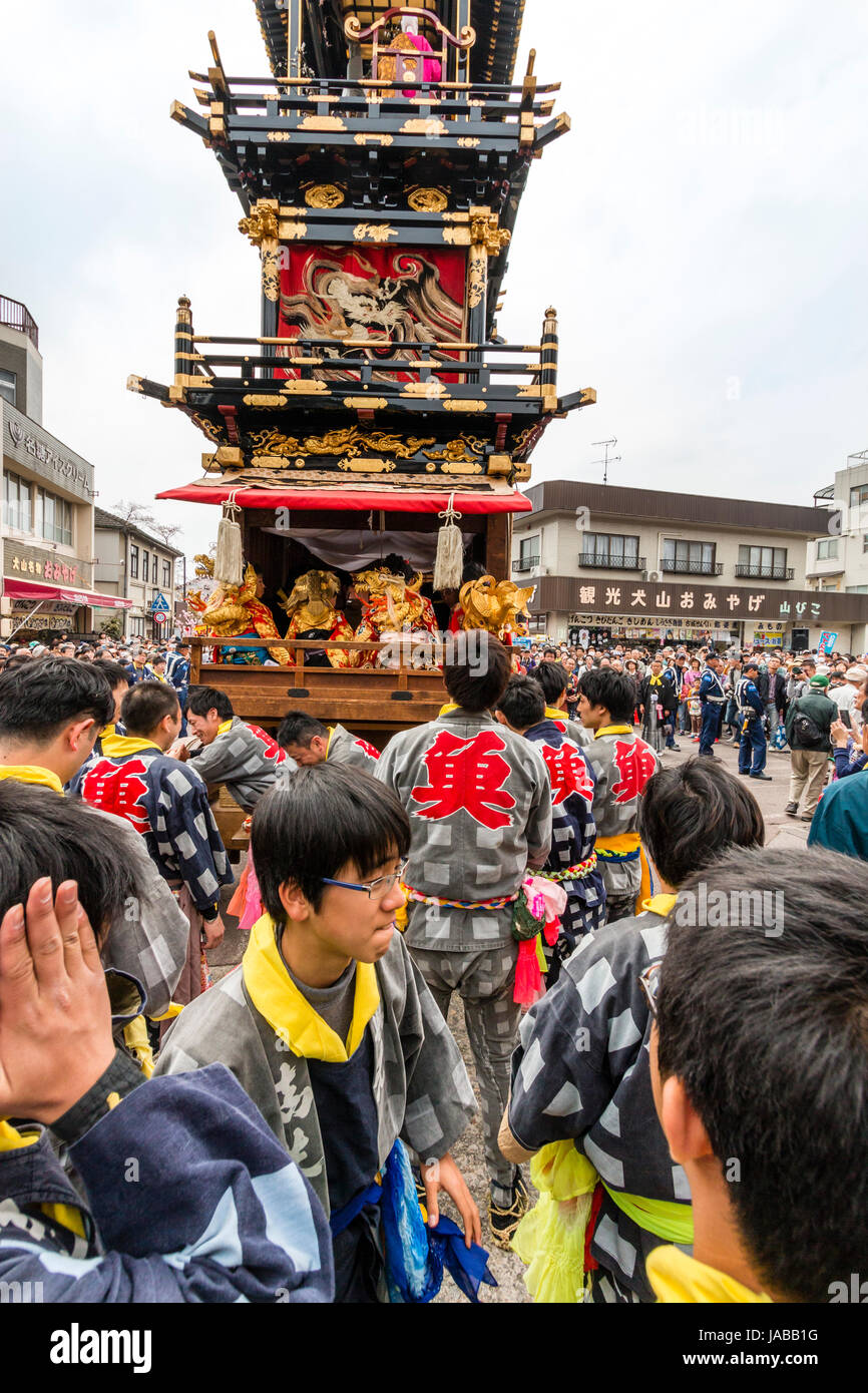 Inuyama festival in Japan, massive 3 storey wooden Dashi float, also ...