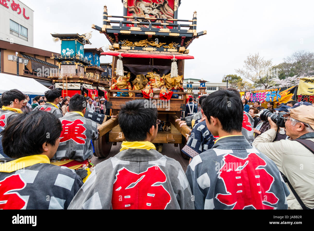 Inuyama festival in Japan, massive 3 storey wooden Dashi float, also ...