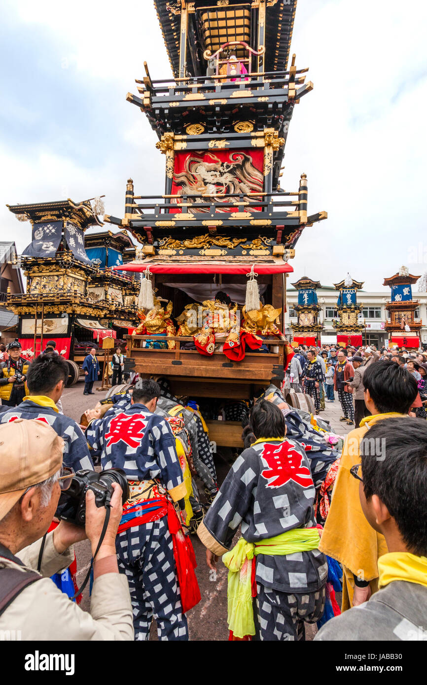 Inuyama festival in Japan, massive 3 storey wooden Dashi float, also ...