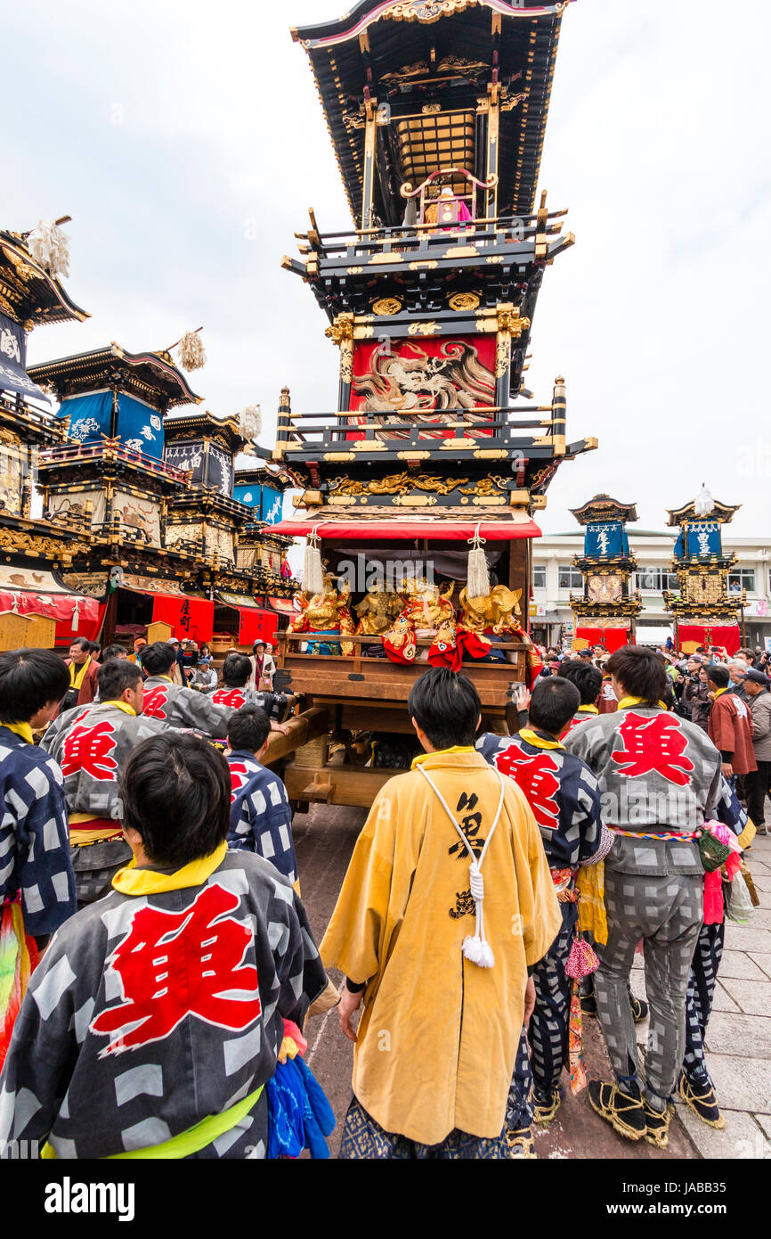 Inuyama festival in Japan, massive 3 storey wooden Dashi float, also ...