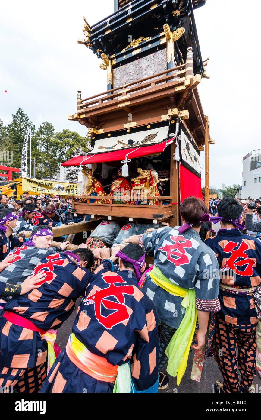 Inuyama festival in Japan, massive 3 storey wooden Dashi float, also ...