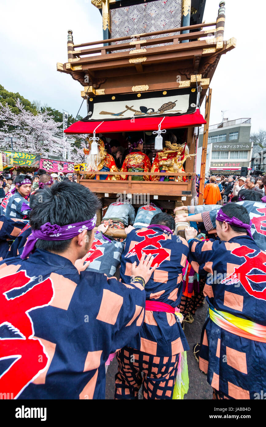 Inuyama festival in Japan, massive 3 storey wooden Dashi float, also ...