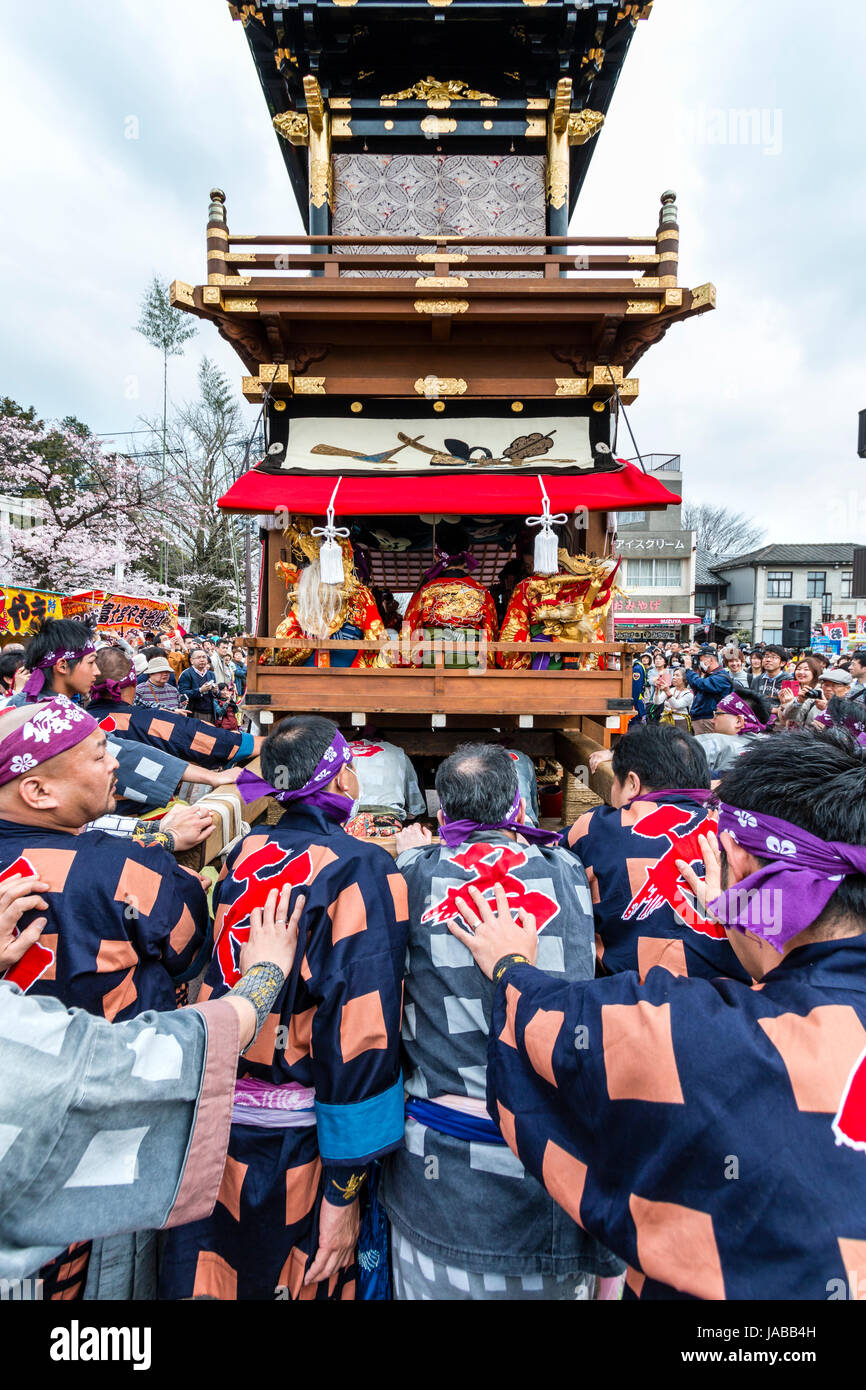 Inuyama festival in Japan, massive 3 storey wooden Dashi float, also ...