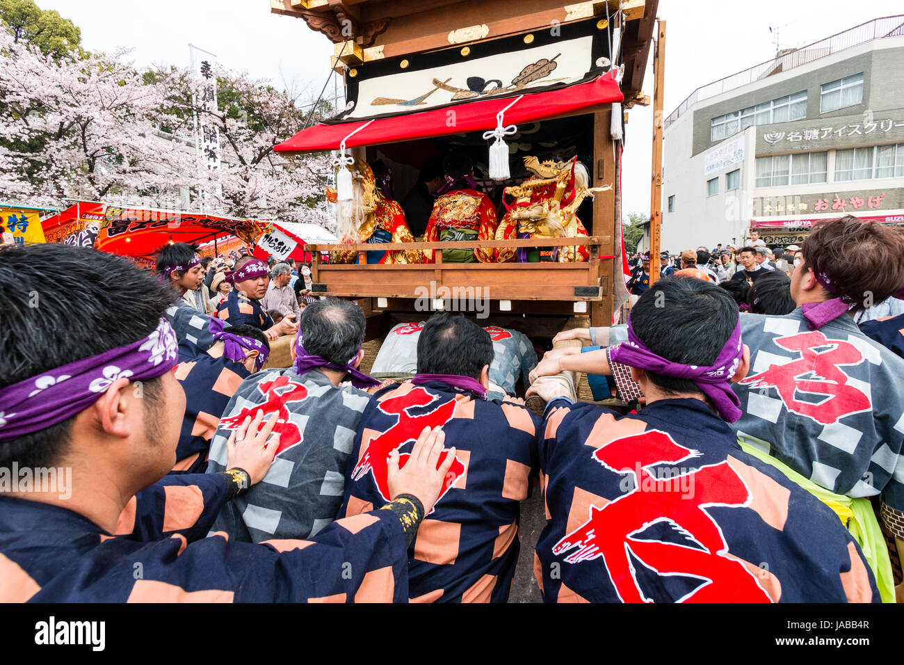 Inuyama festival in Japan, massive 3 storey wooden Dashi float, also ...