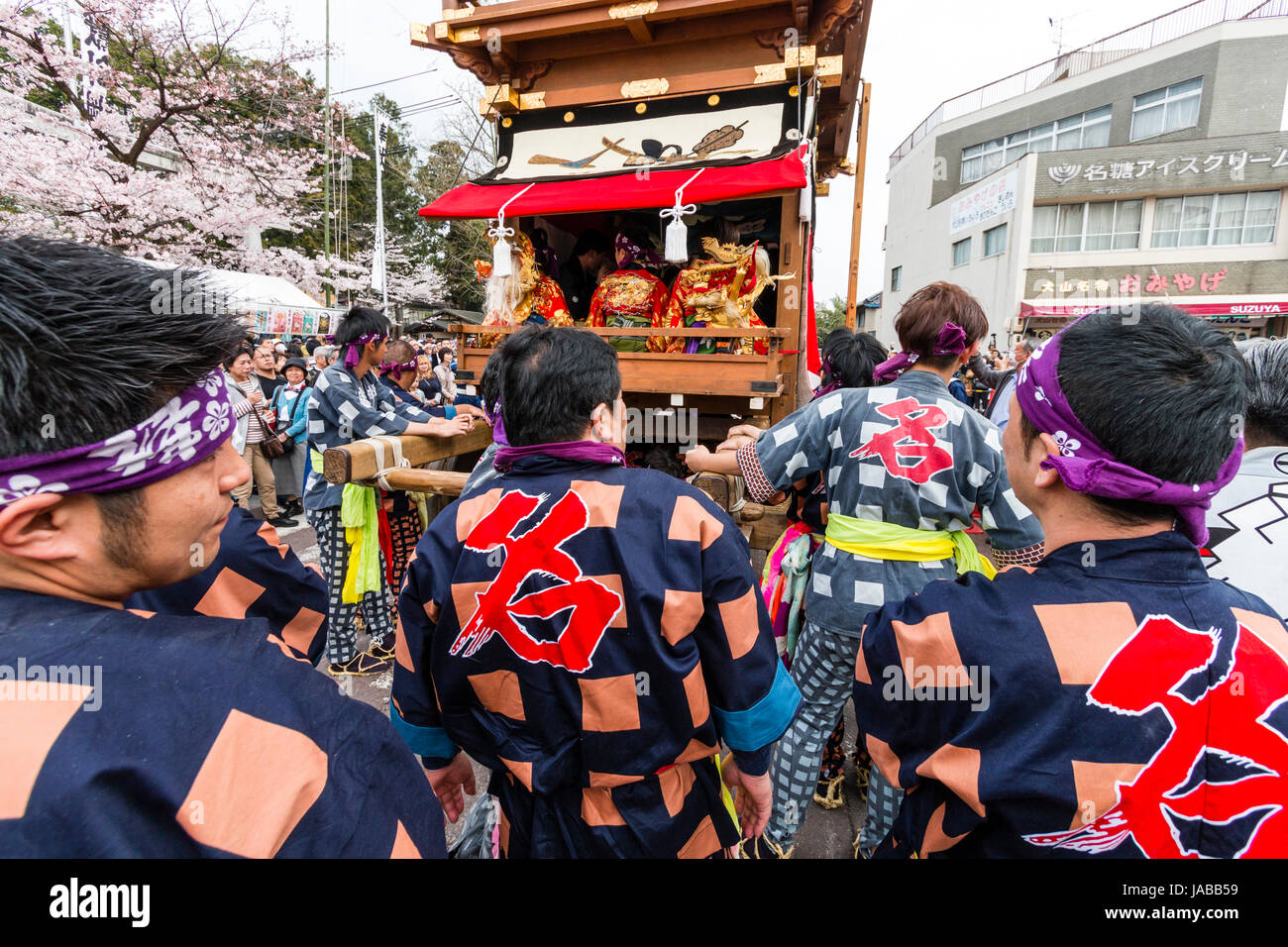 Inuyama festival in Japan, massive 3 storey wooden Dashi float, also ...
