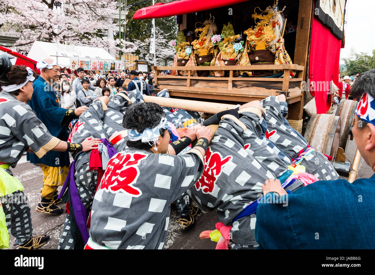 Inuyama festival in Japan, massive 3 storey wooden Dashi float, also ...