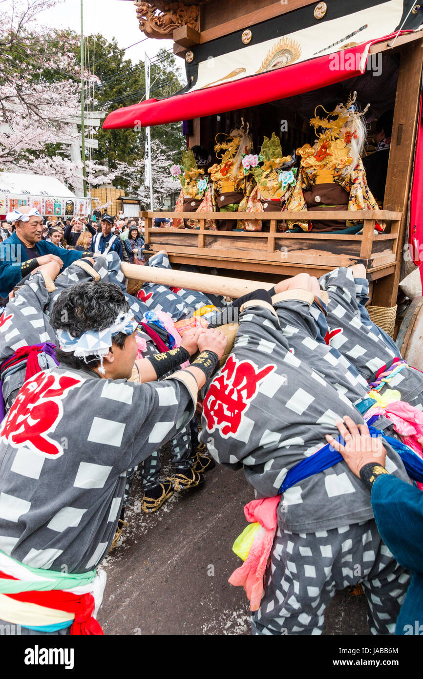 Inuyama festival in Japan, massive 3 storey wooden Dashi float, also ...
