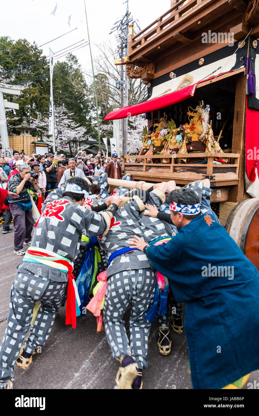 Inuyama festival in Japan, massive 3 storey wooden Dashi float, also ...
