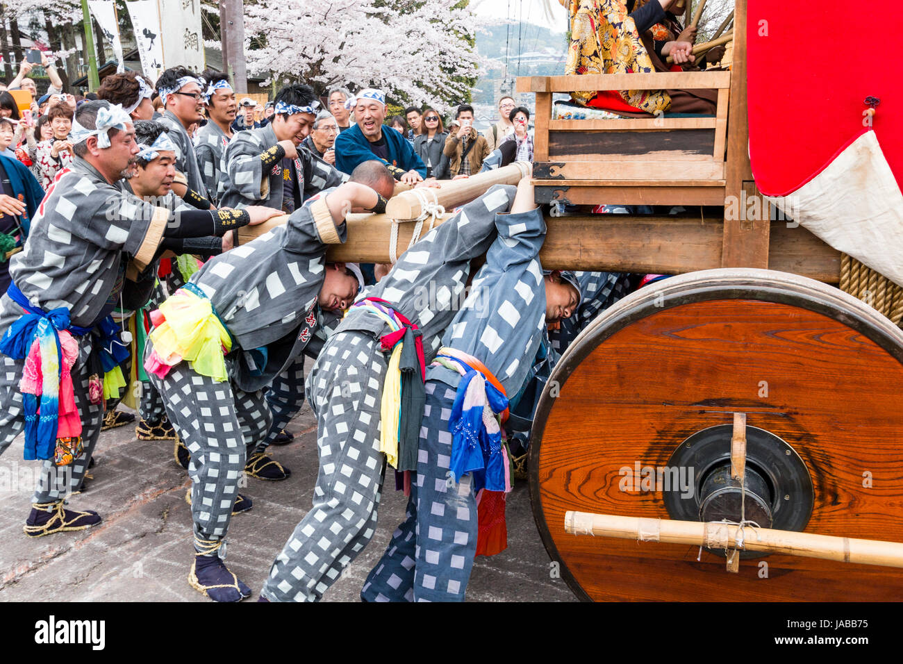 Inuyama festival in Japan, massive 3 storey wooden Dashi float, also ...