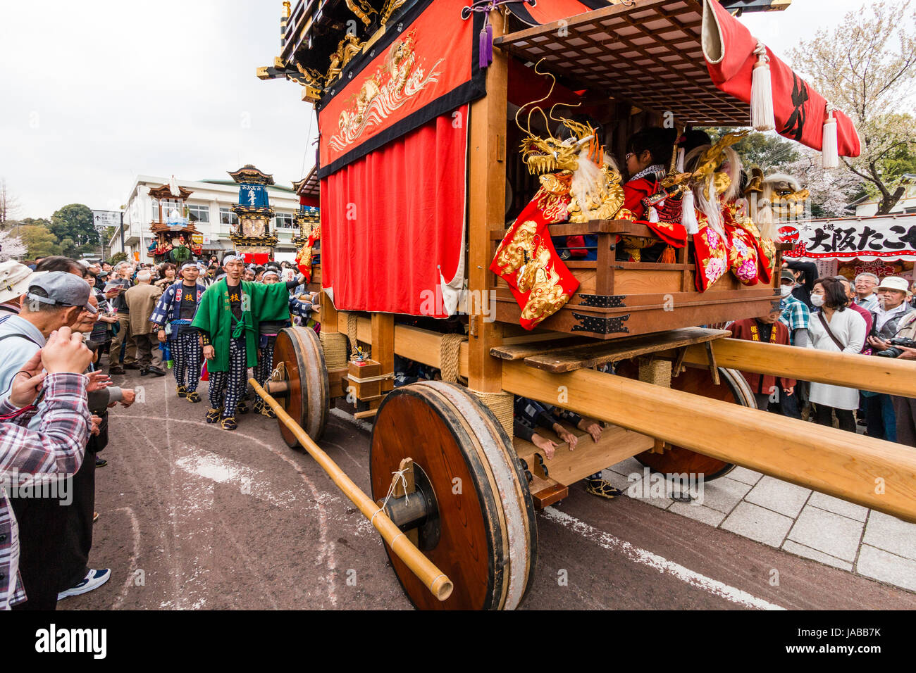 Inuyama festival in Japan, massive 3 storey wooden Dashi float, also ...