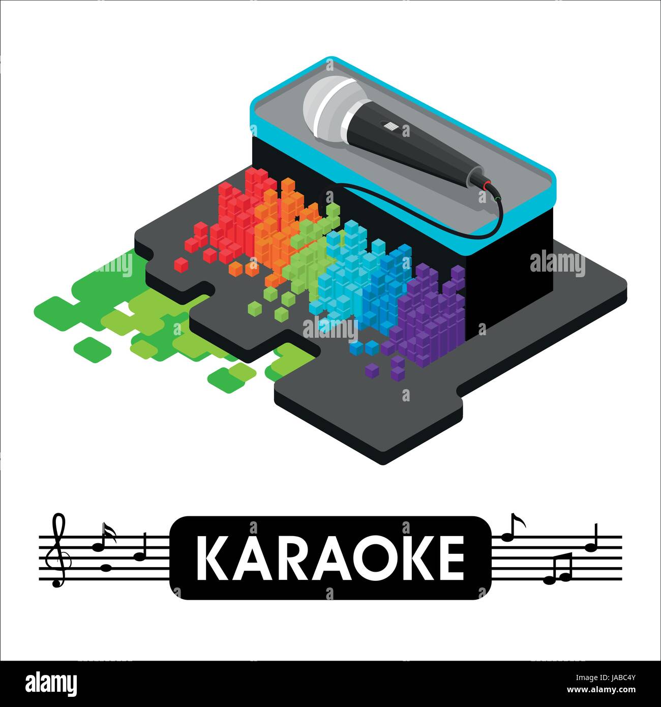 Isometric karaoke microphone, Isolated on a white background vector ...
